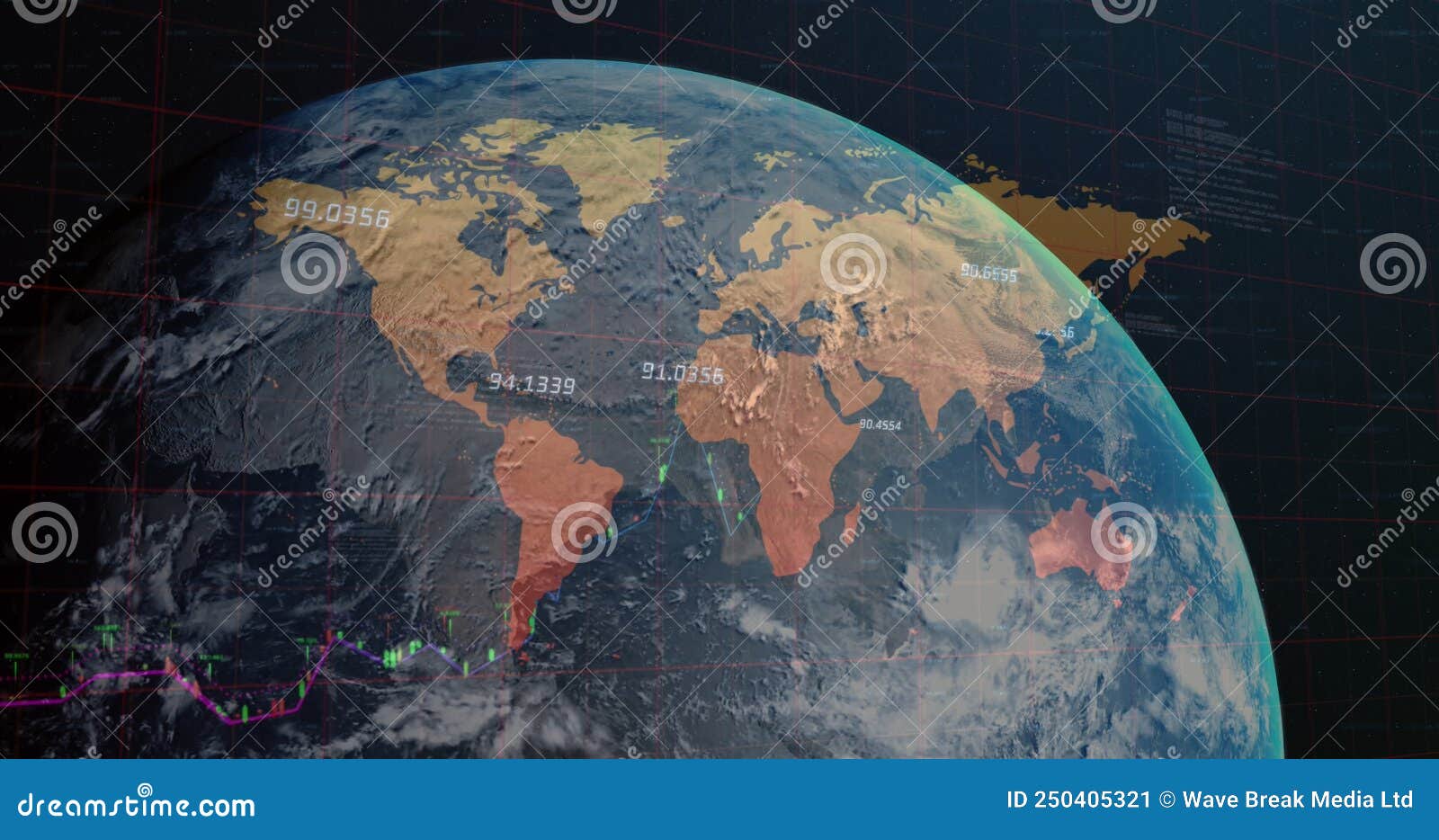 Animation of Globe Rotating Over World Map and Black Background Stock ...