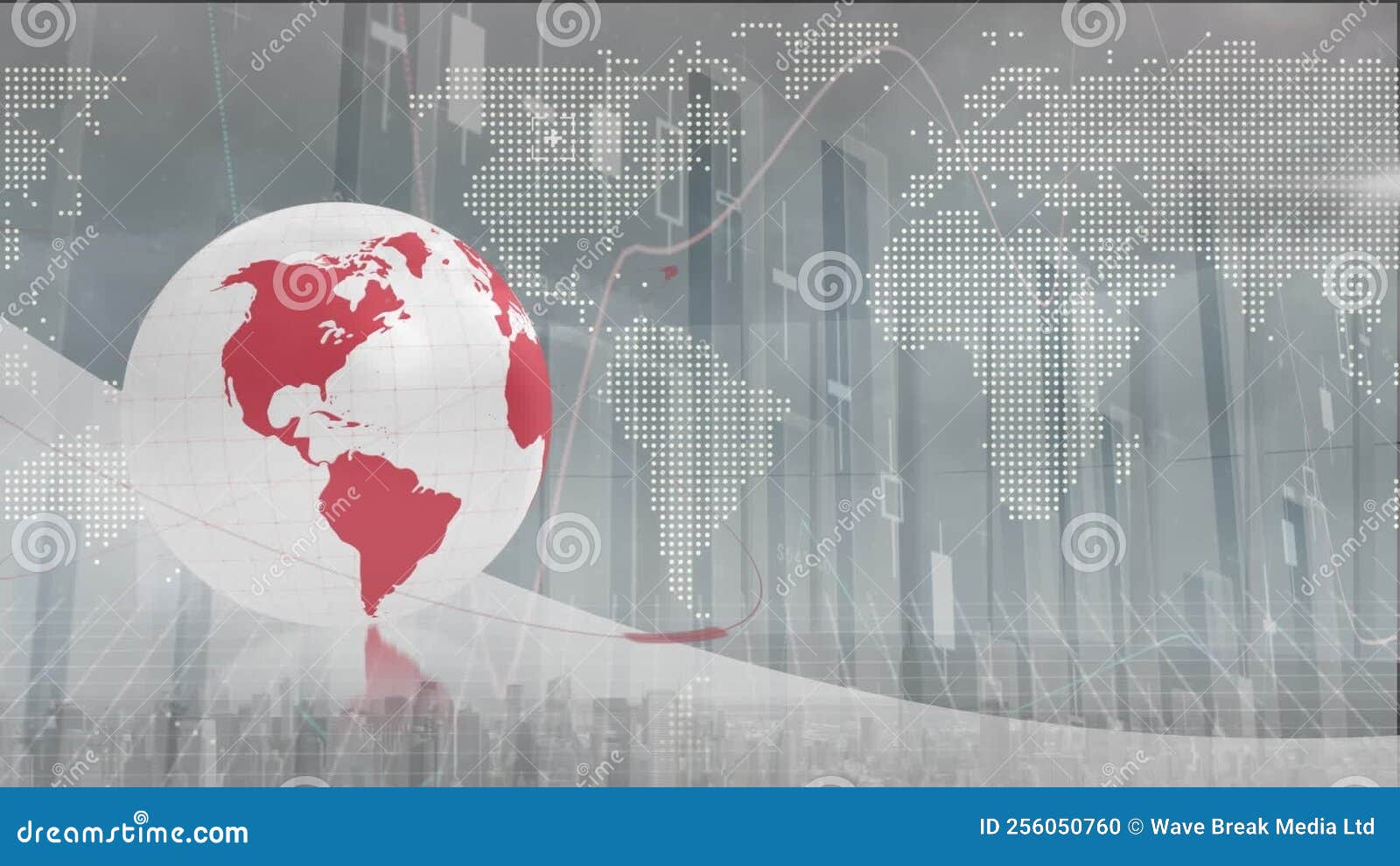 Animation of Globe and World Map Over Statistics with Data Processing ...
