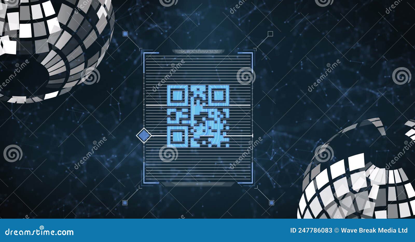 Animation of Globes and Qr Code on Black Background Stock Video - Video ...