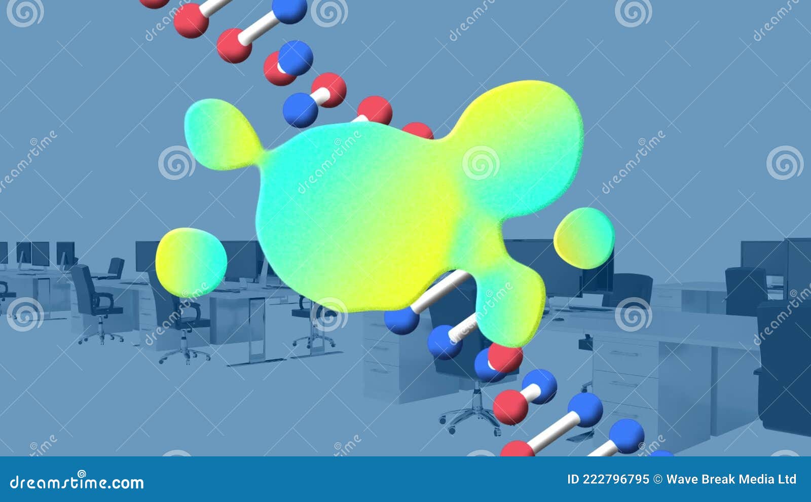 No People Animation Glowing Blob Dna Strand Spinning Empty Office ...