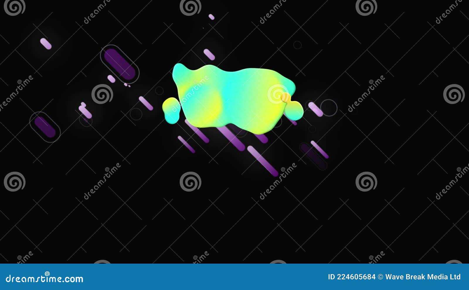 Animation of Glowing Blob Over Purple Light Trails on Black Background ...