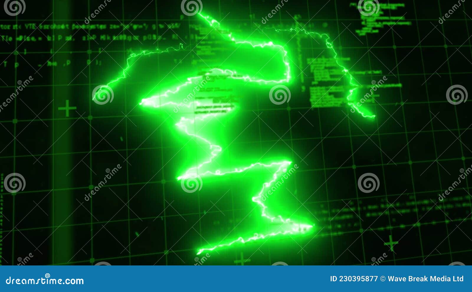No People Animation Glowing Green Lightning Flash Information ...