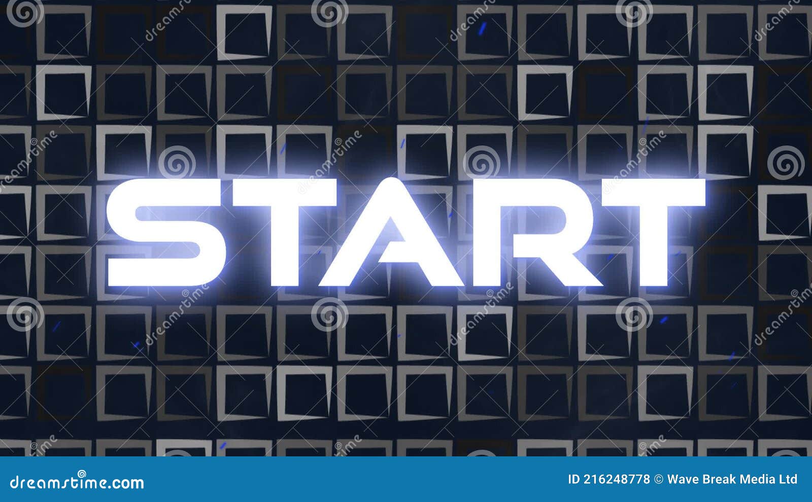 No People Animation Glowing Start Text White Square Patterned ...