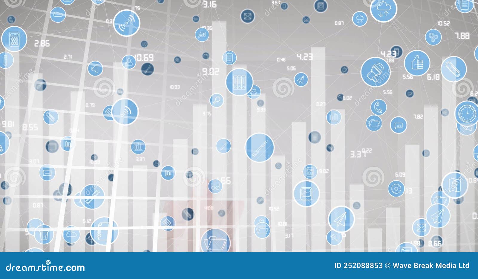 Animation of Graph and Network of Connections Over Grey Background ...