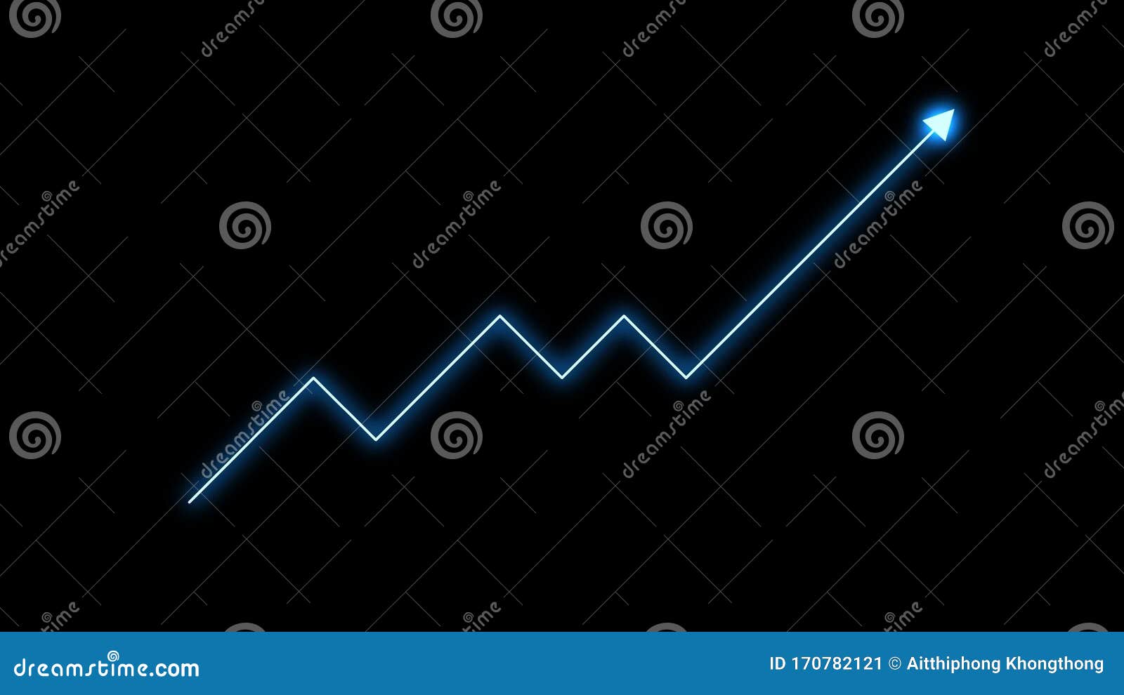 Animation of Graph Trending Upwards, White Arrow Pointing Up on Graph ...