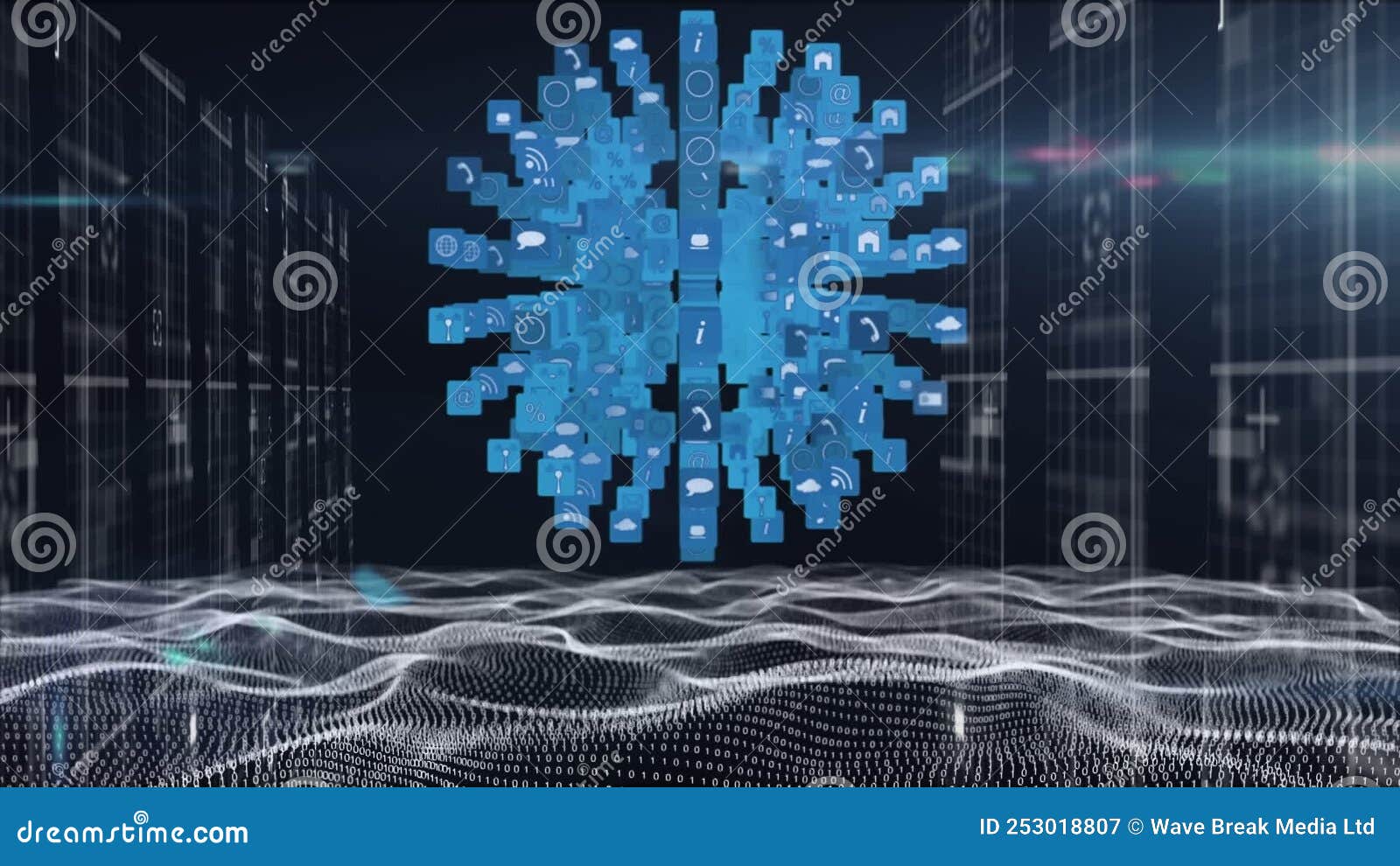 No People Animation Graphical Globe Made Computer Icon Rotating Amidst Bar Graph Wave Pattern ...