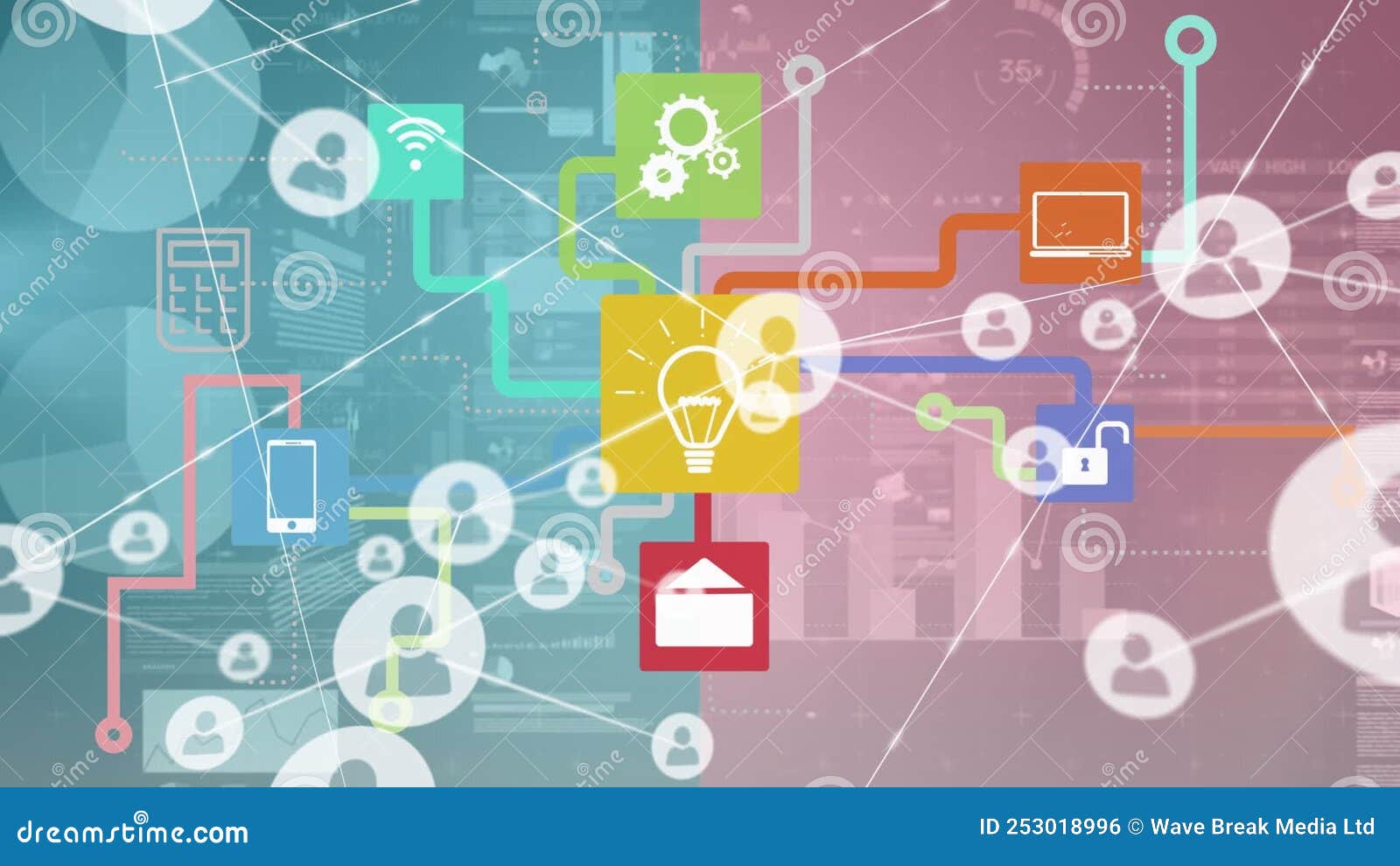 Animation Of Graphical Infographic Interface With Computer Icons Programming Data And Trading