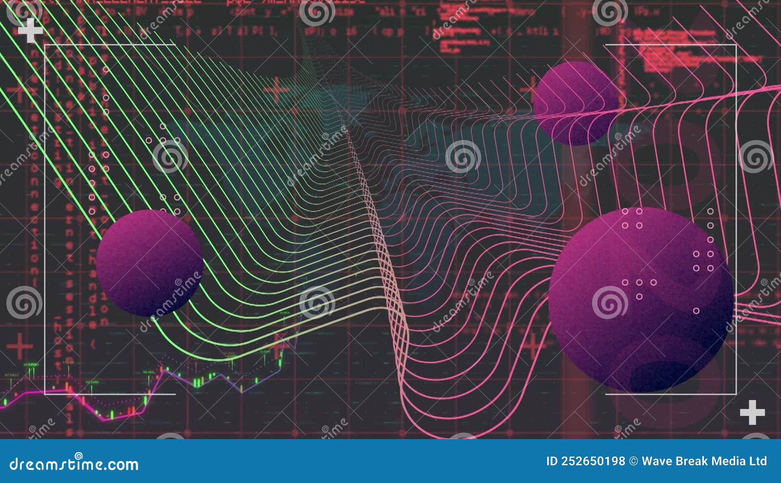 No People Animation Graphical Infographic Interface Rotating Globe Wave Pattern Coding Graph ...
