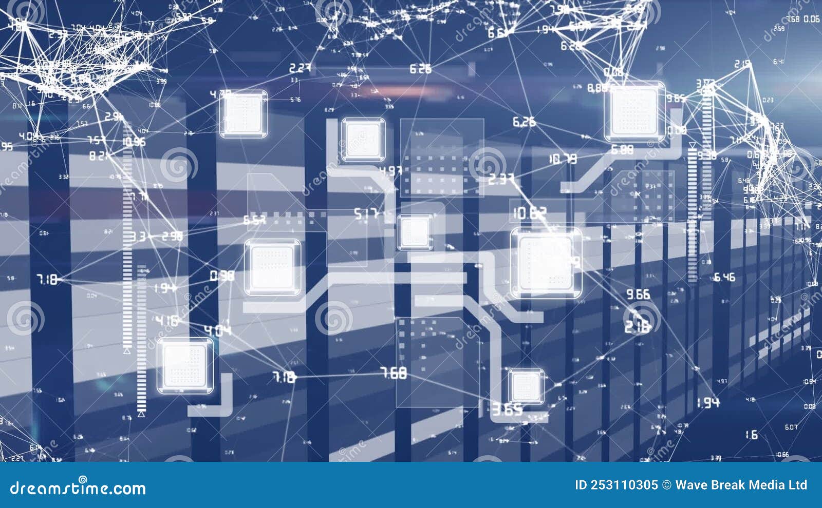 Animation of Graphical Interface with Dots Interconnecting Lines and Numbers Stock Video - Video ...