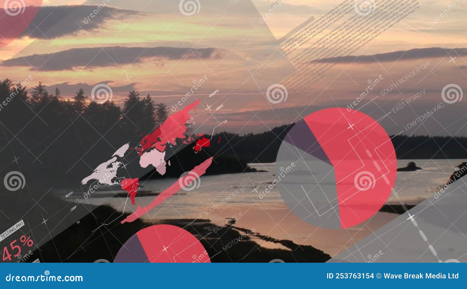 Animation of Graphs and Programming Codes Moving Over Scenic View of ...