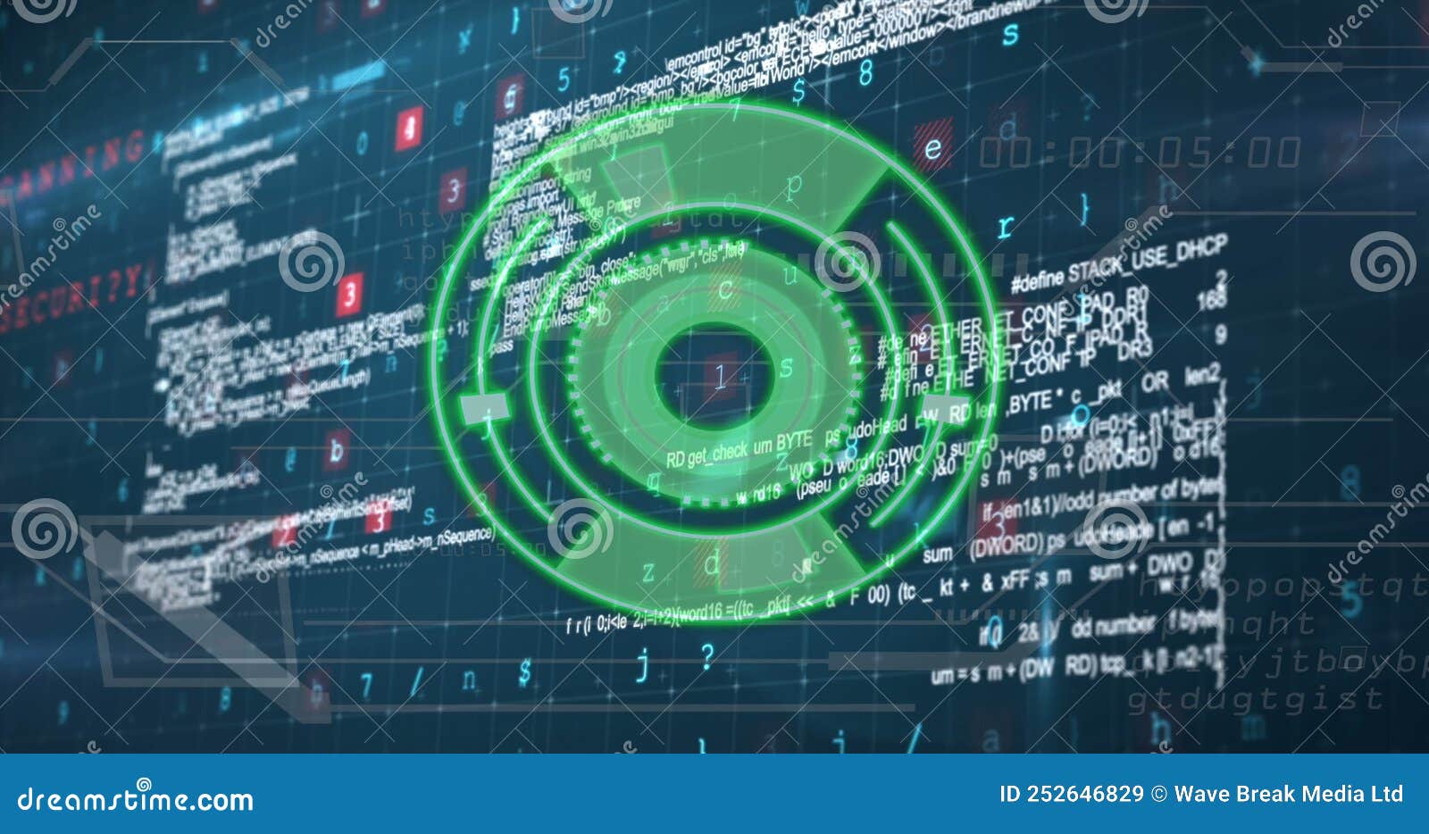 Animation of Green Circle with Data Over Navy Digital Screen Stock ...
