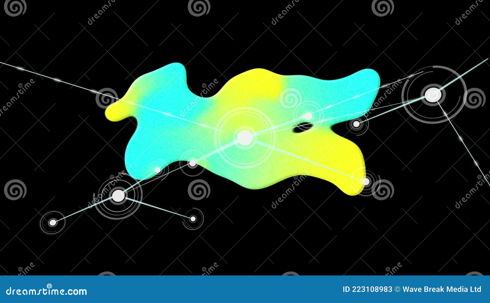 Animation of Green and Yellow Blob, Over Network of Connections on ...