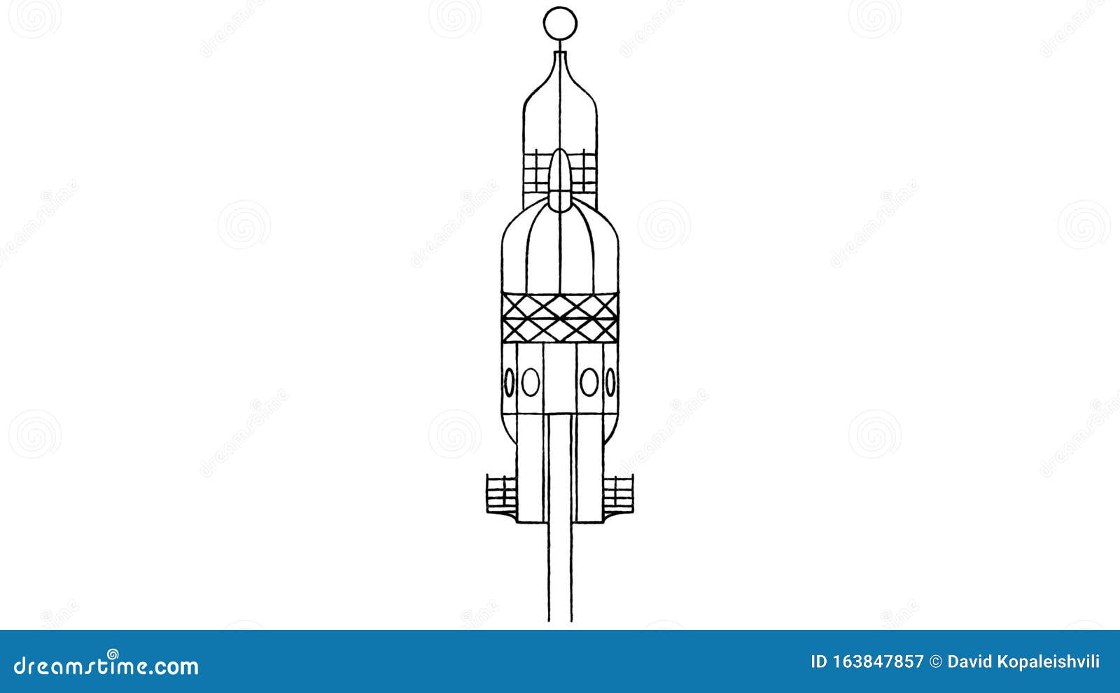 An Animated Drawing of a Rocket in the Style of an Old Drawing Stock ...