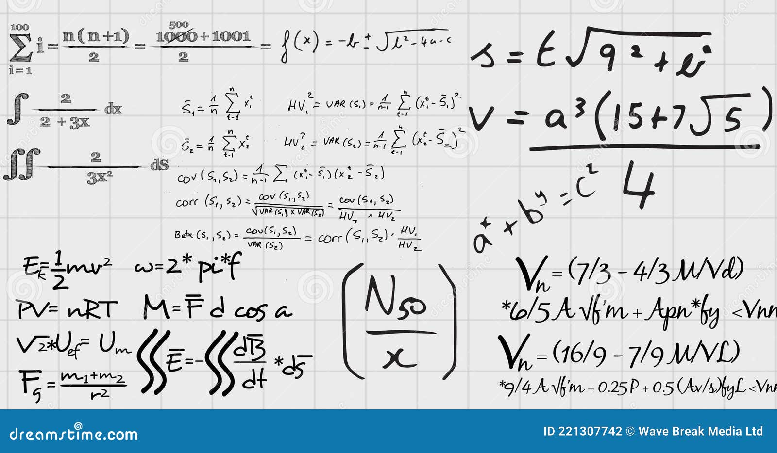 Animation of Handwritten Maths Equations Moving Over Square Ruled ...