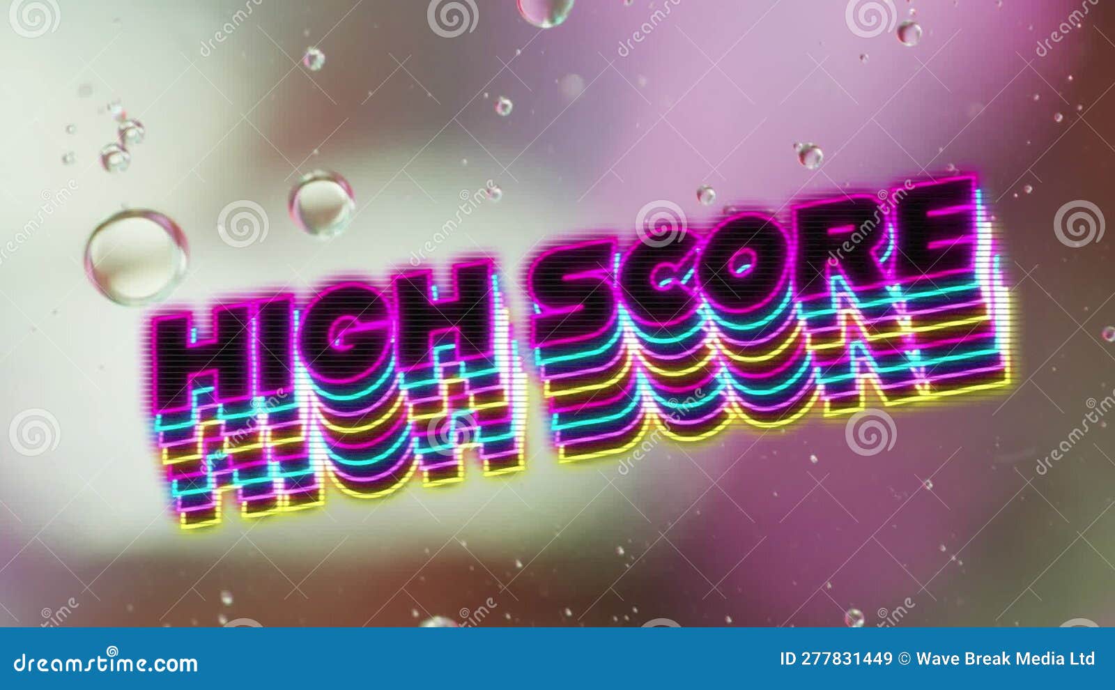 Animation of High Score Text Over Abstract Liquid Patterned Background ...