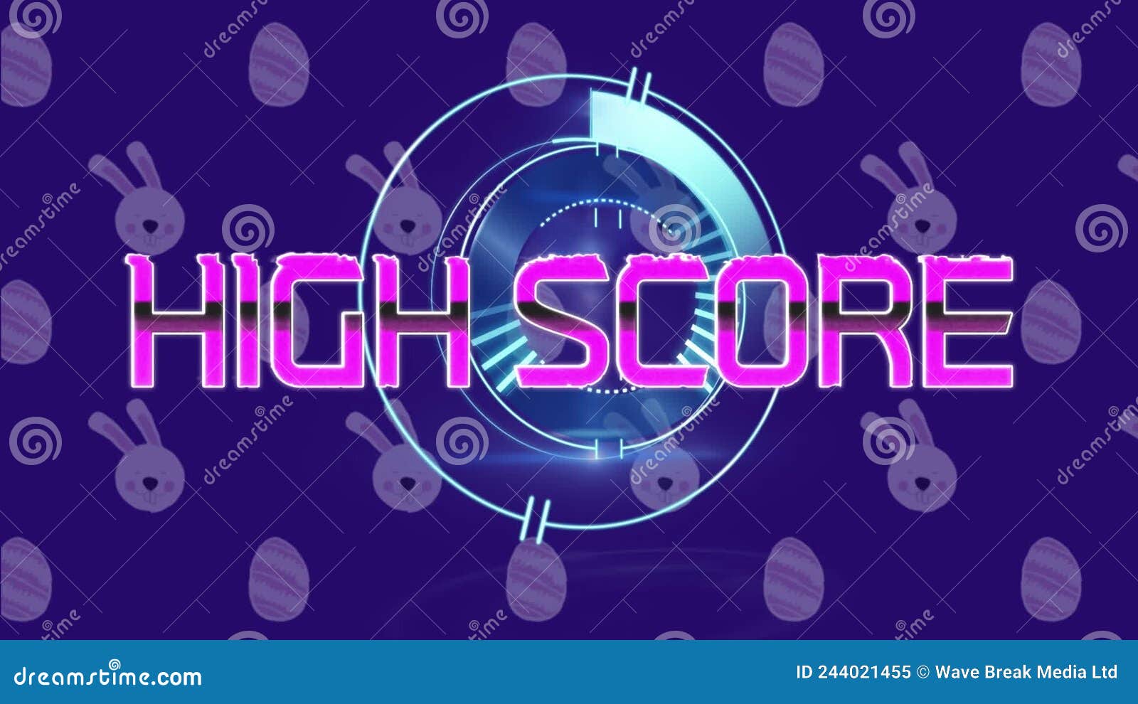 Animation of High Score Text Over Scope Scanning and Easter Icons on ...
