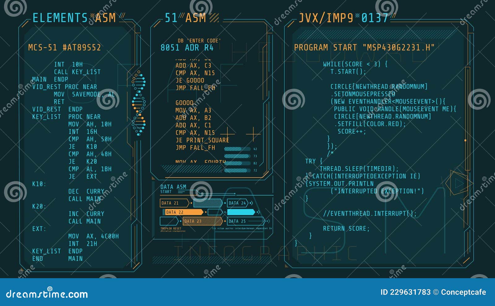 Animated Poster of HUD Interface with Coding Elements. Stock Video ...