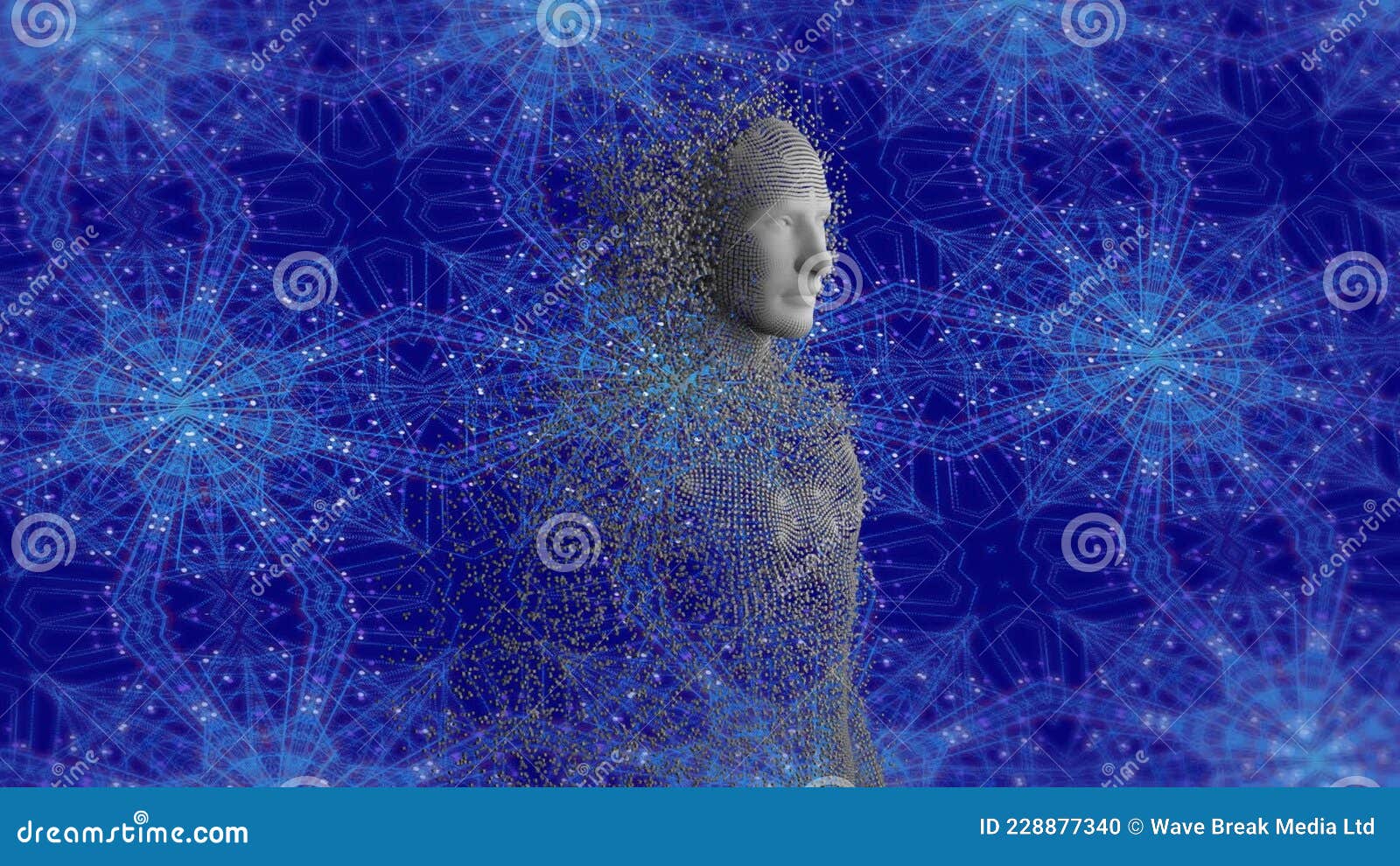 Animation of Human Body Formed with Exploding Particles on Blue ...