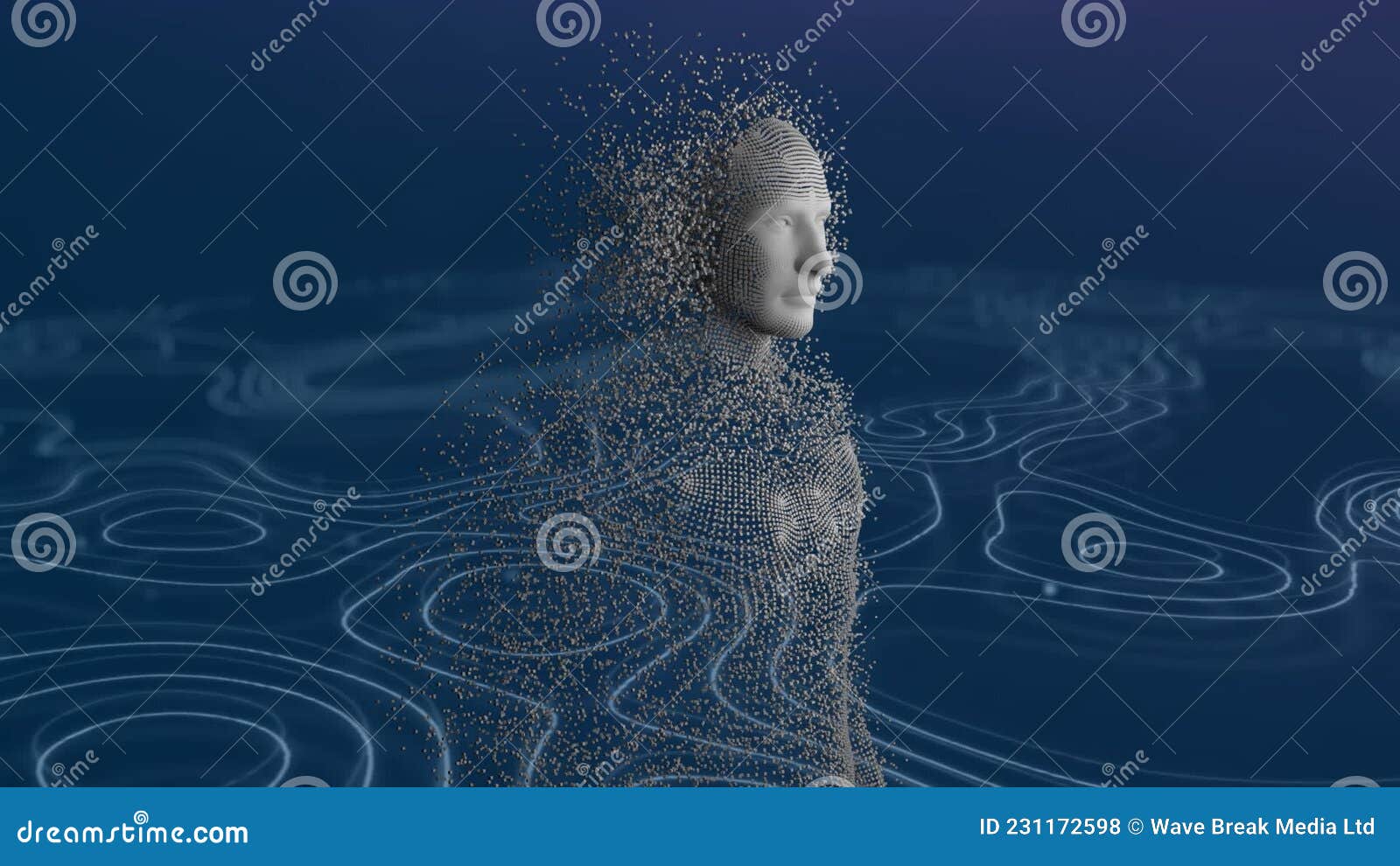 No People Animation Human Body Formed Exploding Particle Network ...