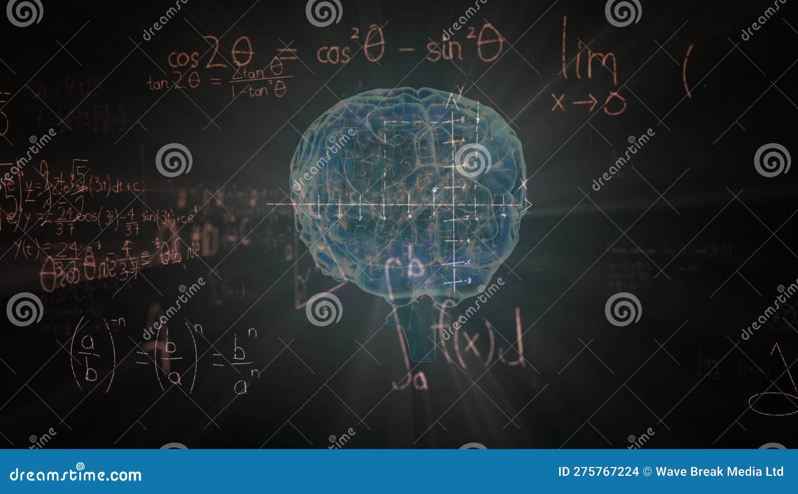 Animation of Human Brain and Mathematical Data Processing Stock Footage ...