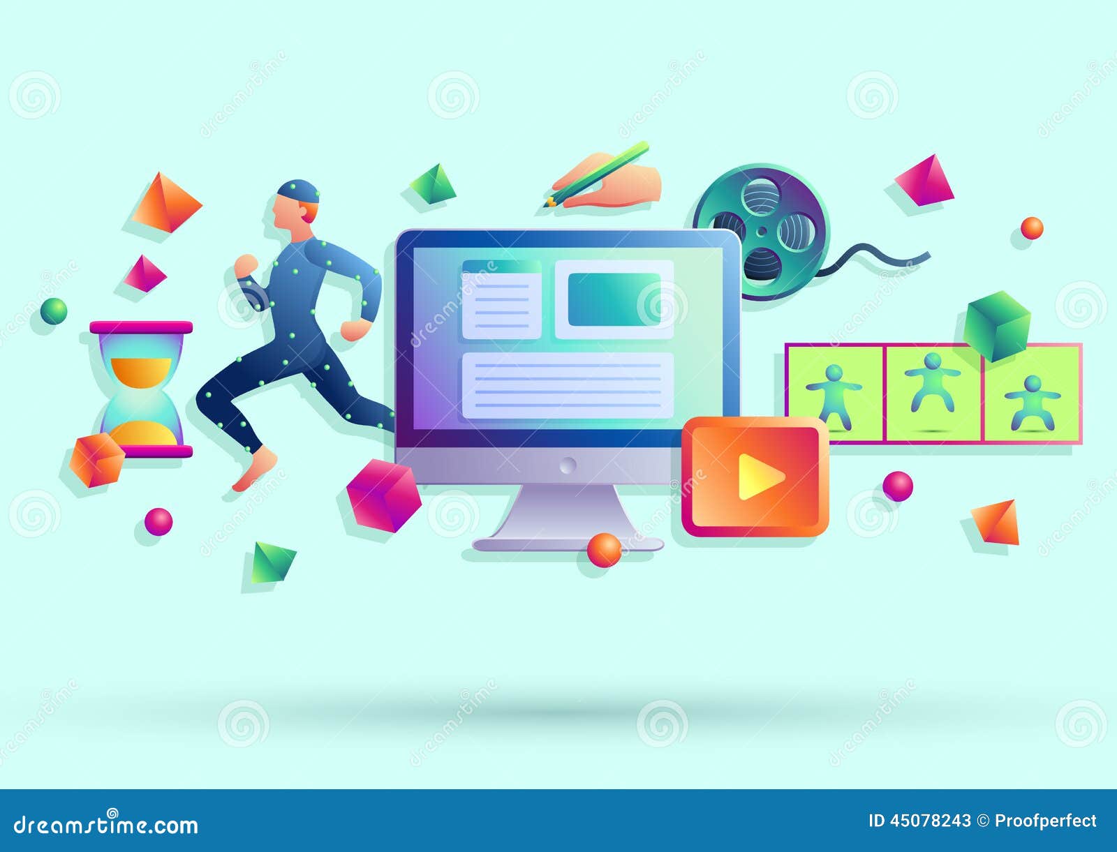 Animation Illustration stock vector. Illustration of shapes - 45078243