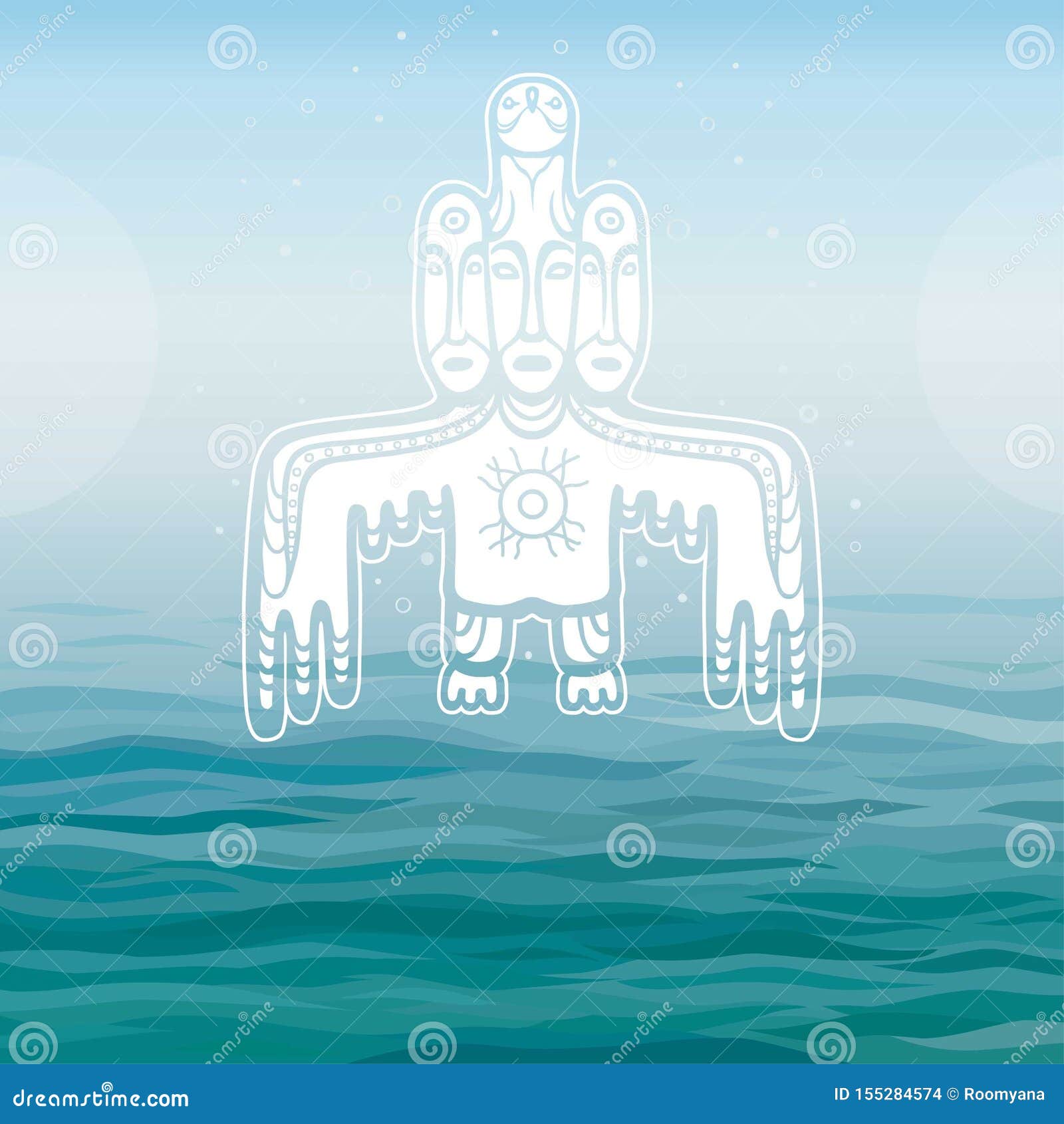 Animation Image of Ancient Pagan Deity. Bird with Three Human Faces ...