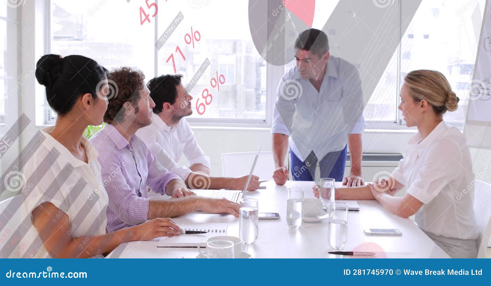 Animation of Infographic Interface Over Diverse Angry Manager Shouting ...