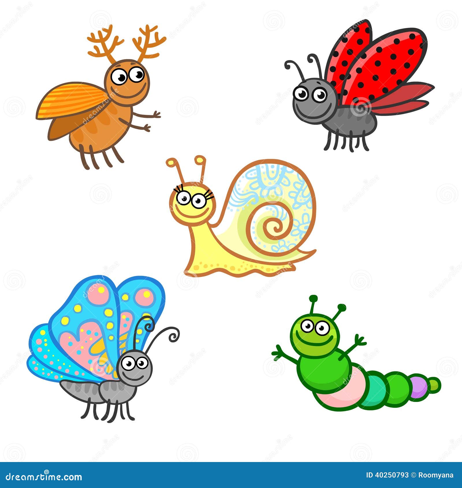 Animation Insects Isolated on a White Background Stock Vector ...