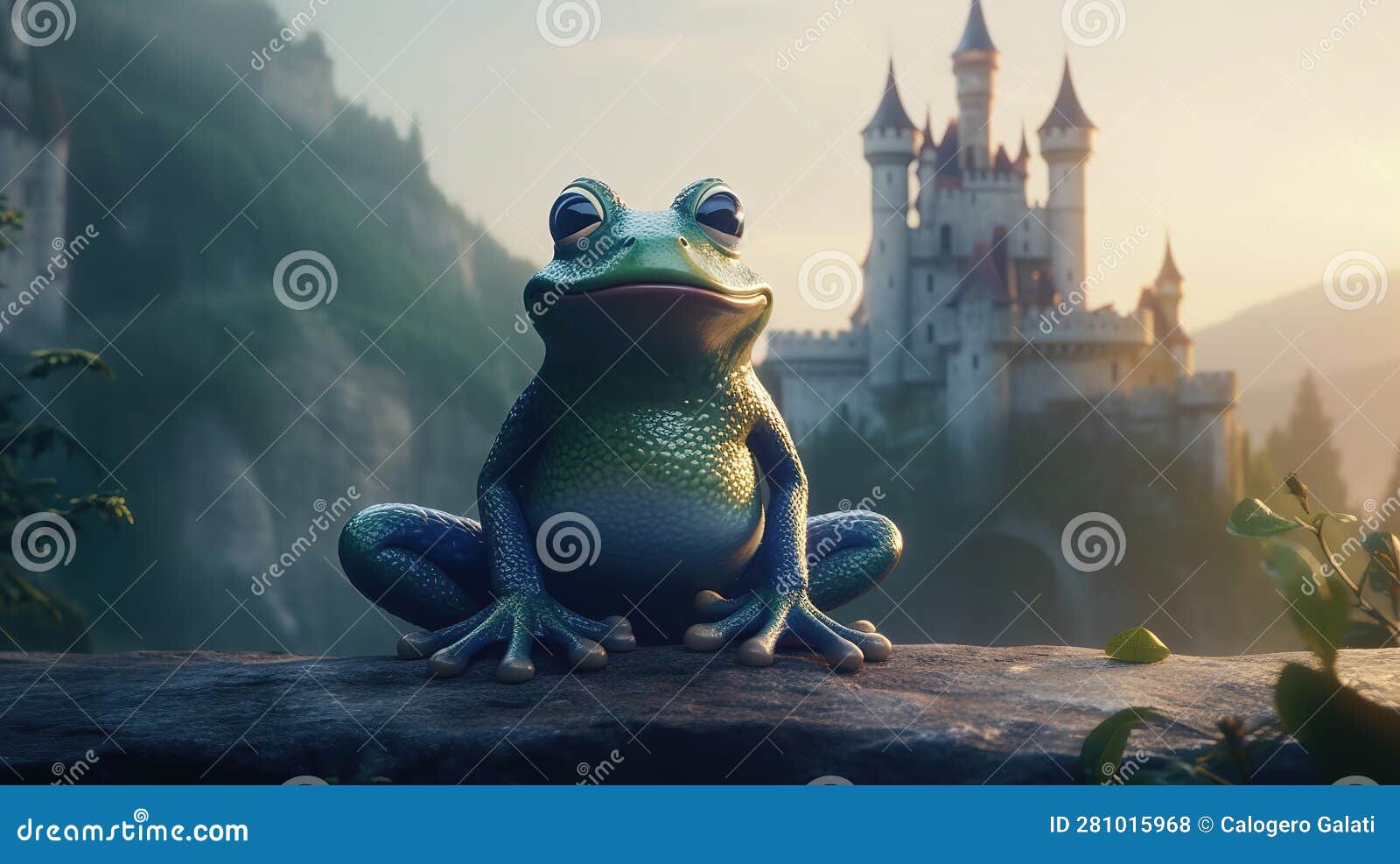An Animation Inspired Frog Prince in Front of a Castle, Ai Generated ...