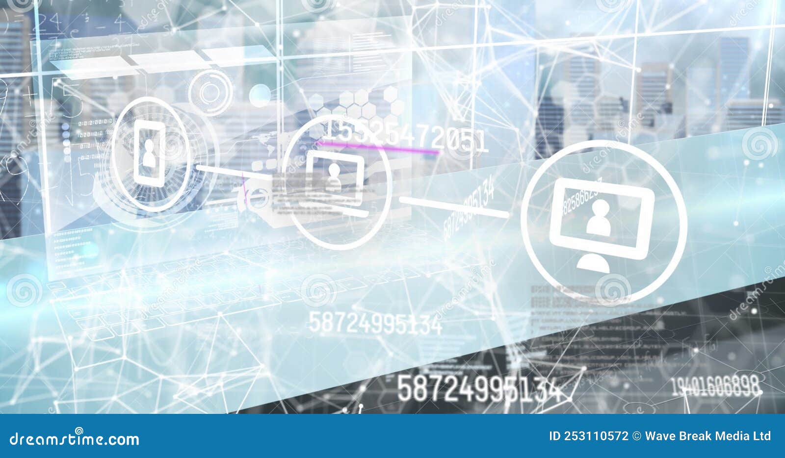 Animation of Interface and Computer Data Transfer with Coding Stock ...