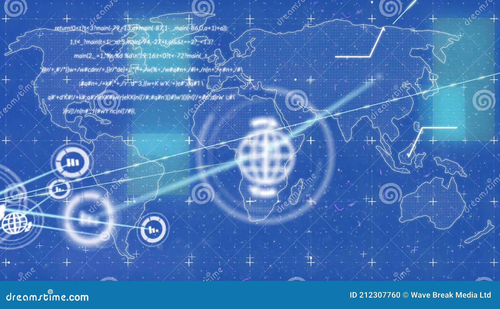 No People Animation Interface Showing World Map Network Connected Icon ...