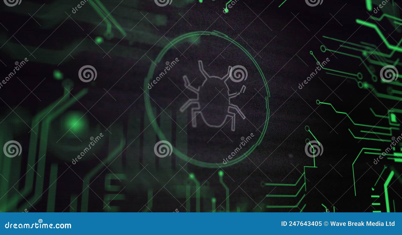 Animation of Interference Over Bug Icon , Data Processing and Computer Circuit Board Stock Video ...