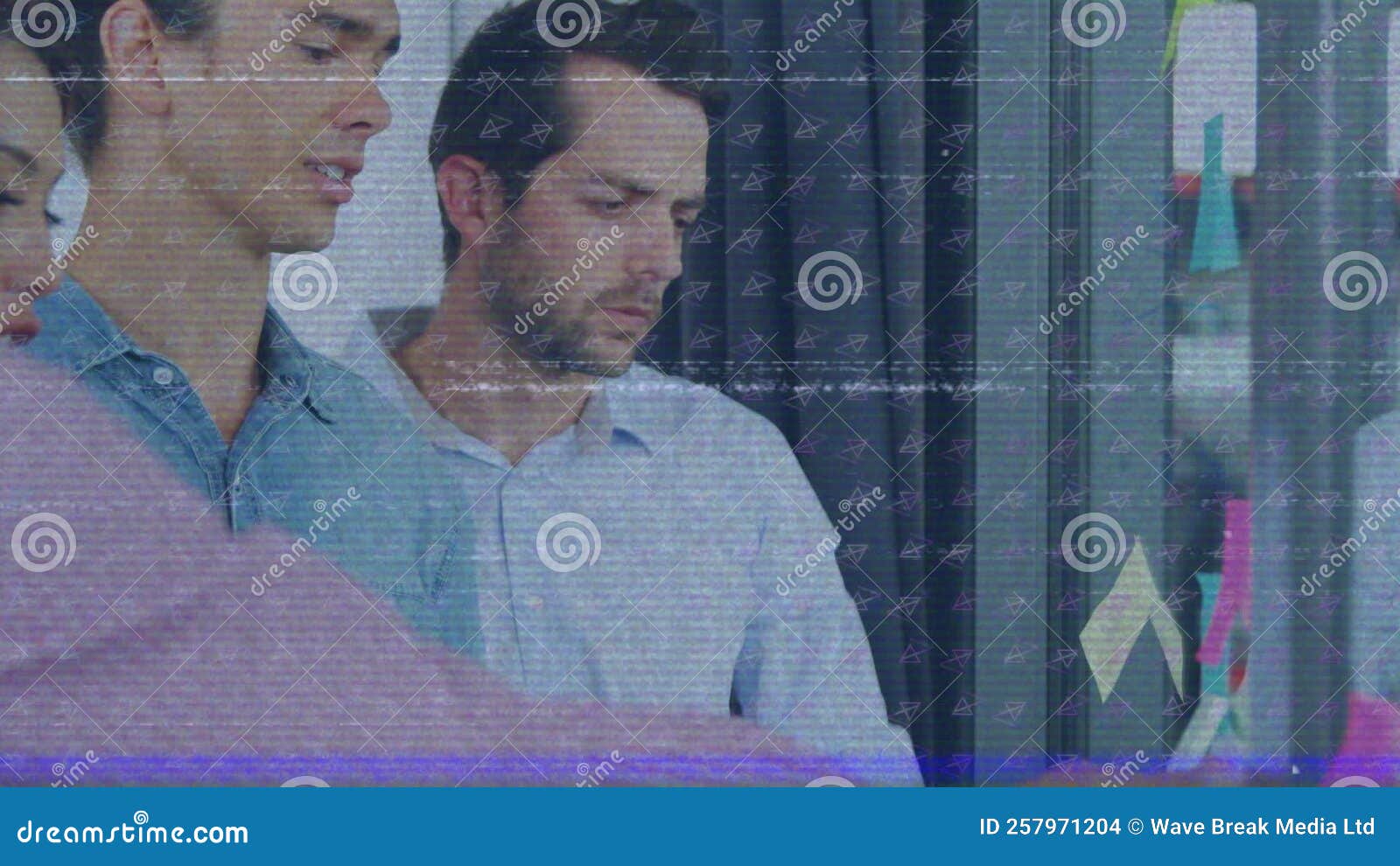 Animation of Interference and Shapes Over Diverse Business People at ...