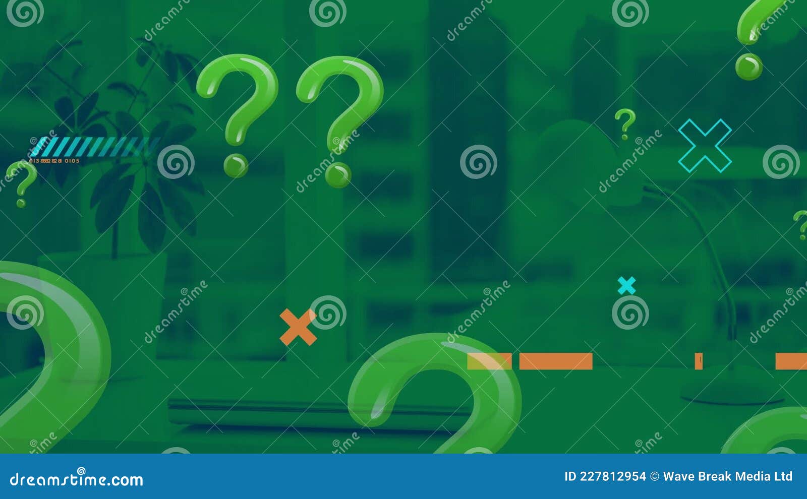 Animation of Interrogation Marks Over Office Stock Footage - Video of ...