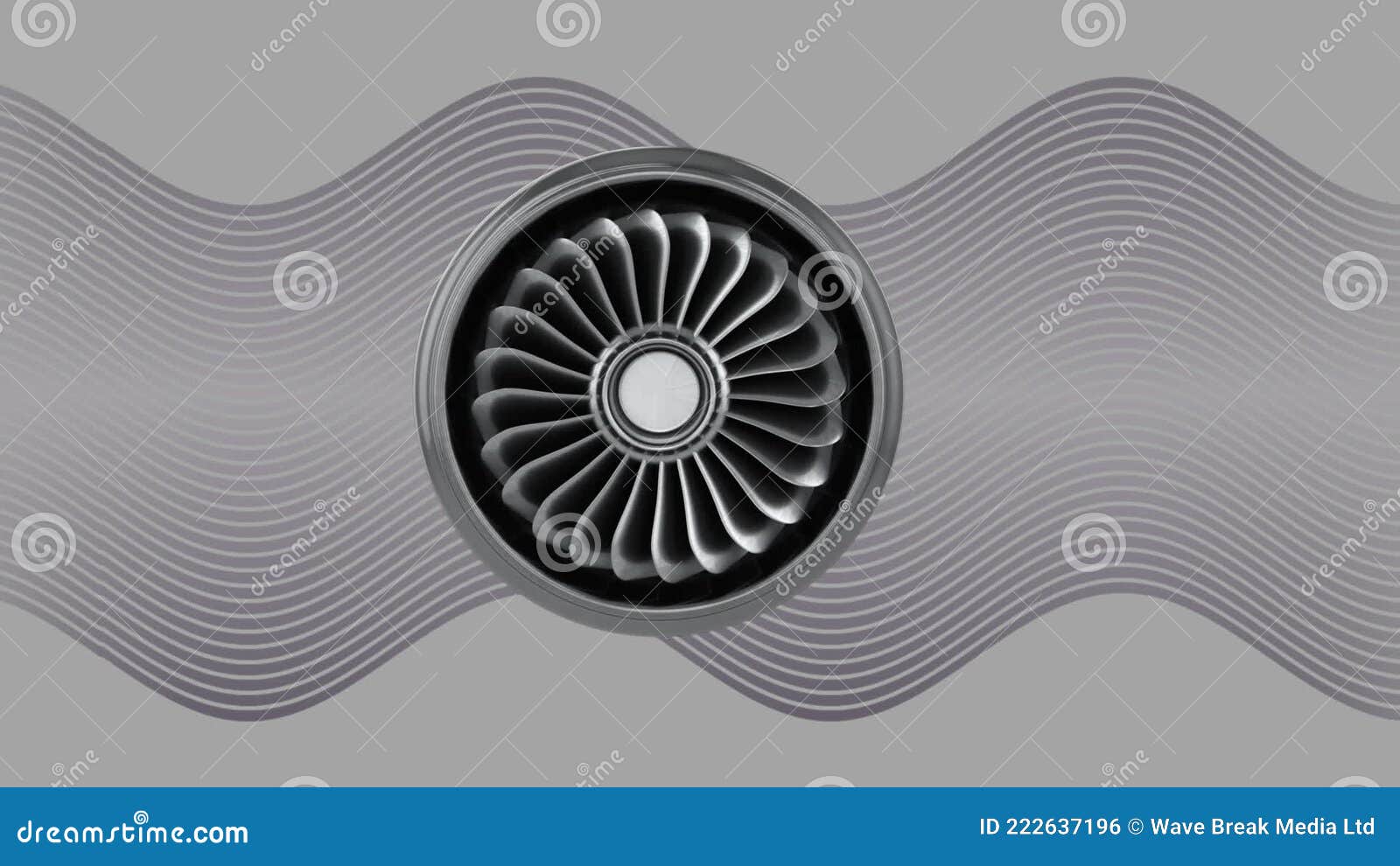 Animation of Isolated Jet Engine Rotating Over Thin Wavy Kinetic Grey ...