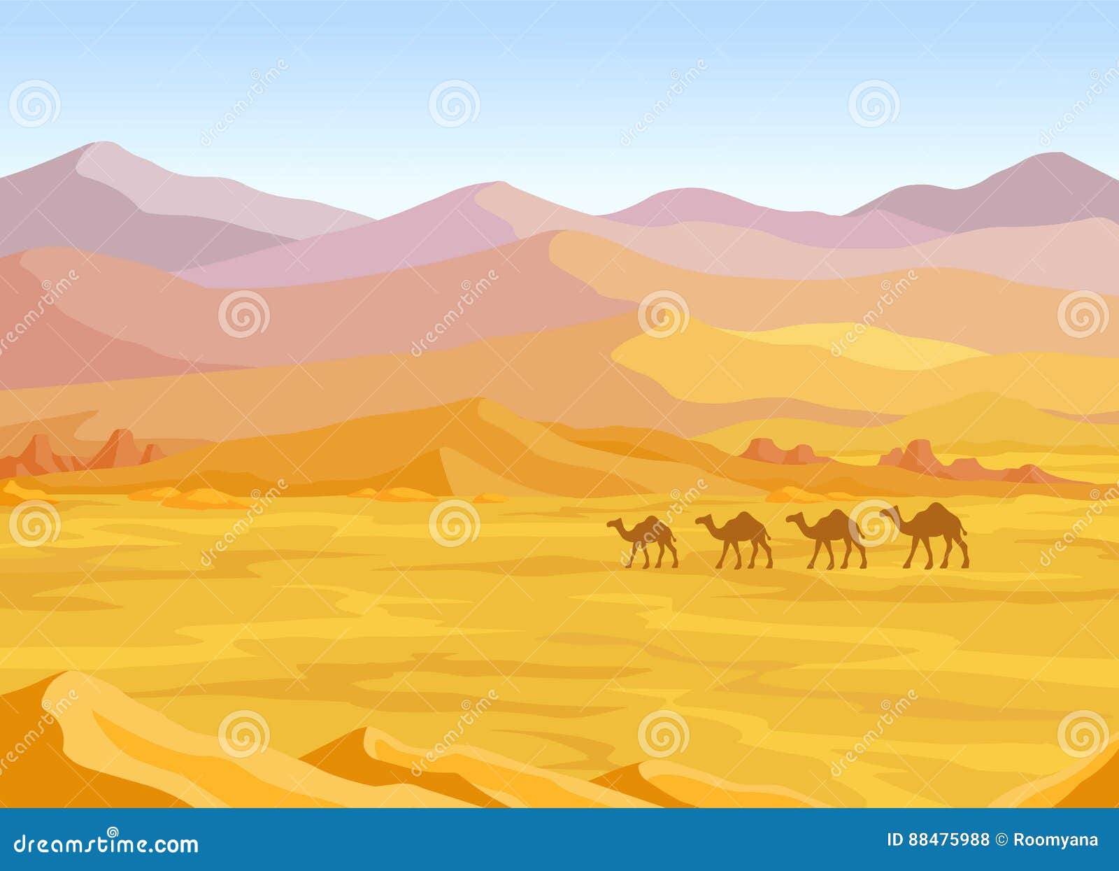 Animation Landscape Of The African Savanna. Royalty-Free Illustration ...