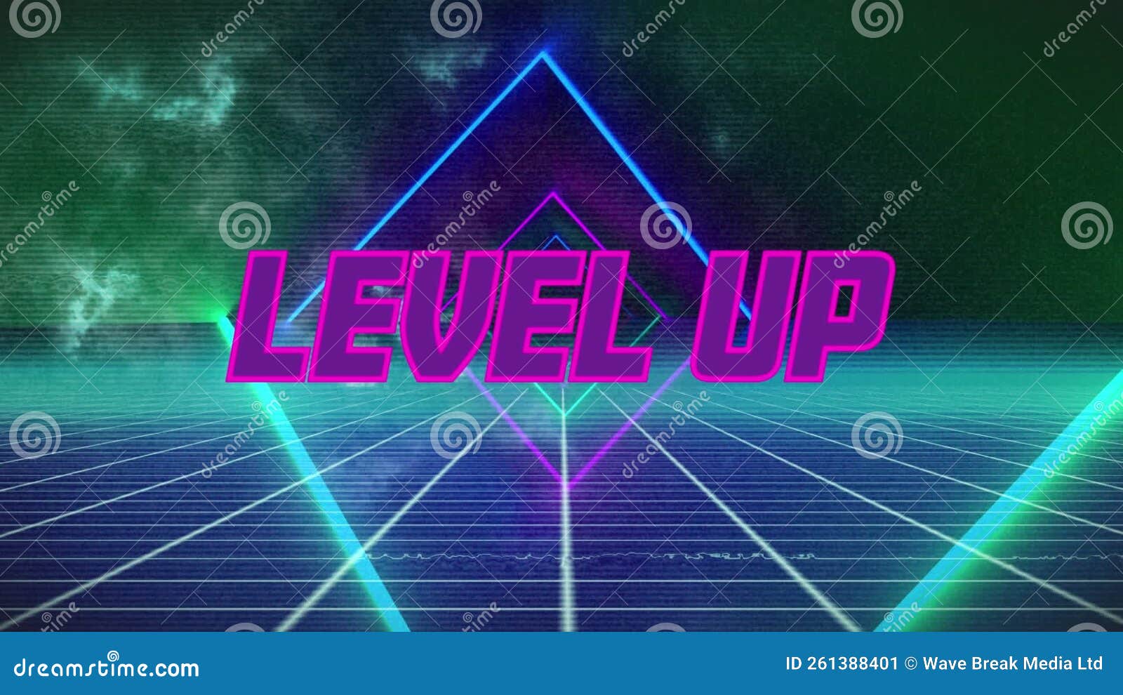 Animation of Level Up Text Over Shapes Stock Video - Video of social ...