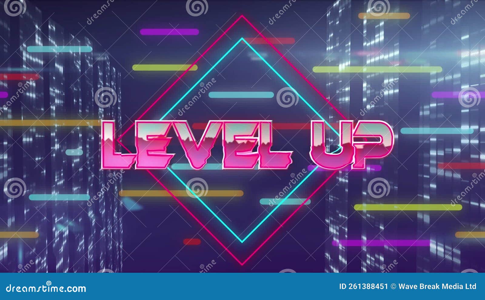 Animation of Level Up Text Over Shapes Stock Video - Video of montage ...