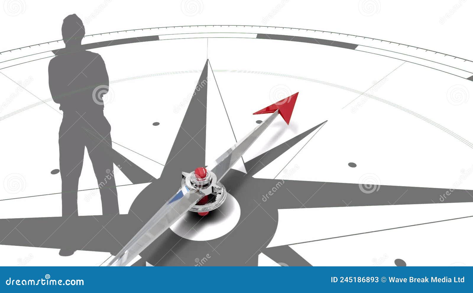 Animation of Man Shadow and Compass on White Background Stock Video ...