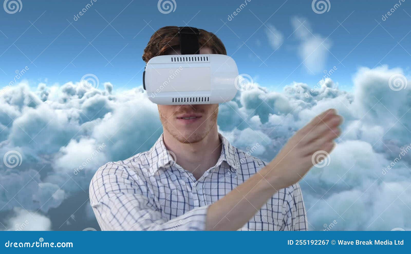 Animation of Man in Vr Headset Over Clouds Stock Video - Video of data ...
