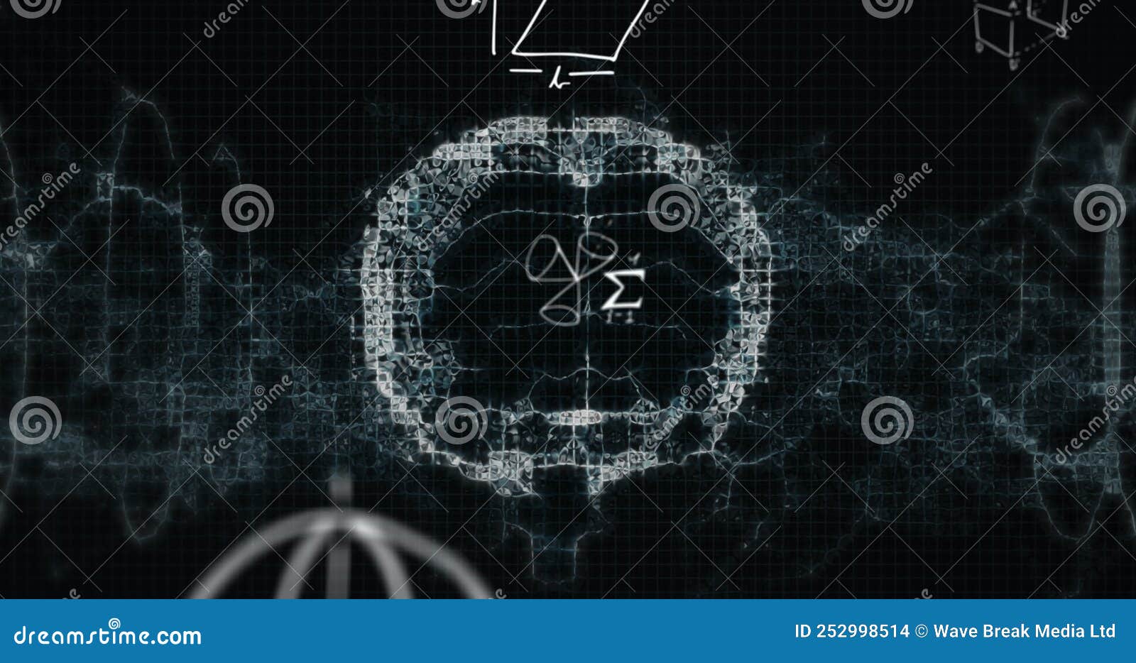 Animation of Math Formulas Over Brain on Black Background Stock Footage ...
