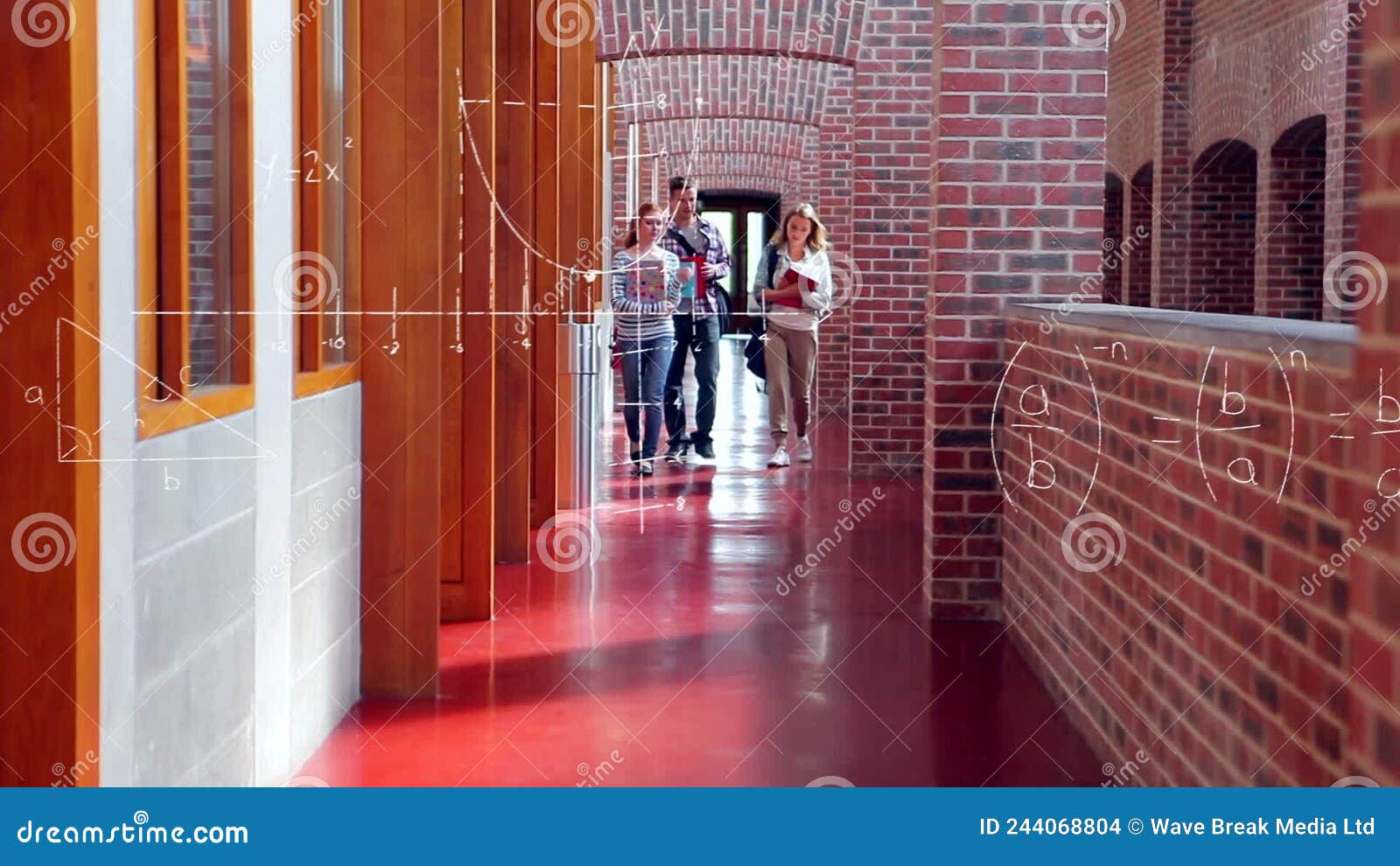 Animation of Math Formulas Over Diverse Students Talking and Walking on ...