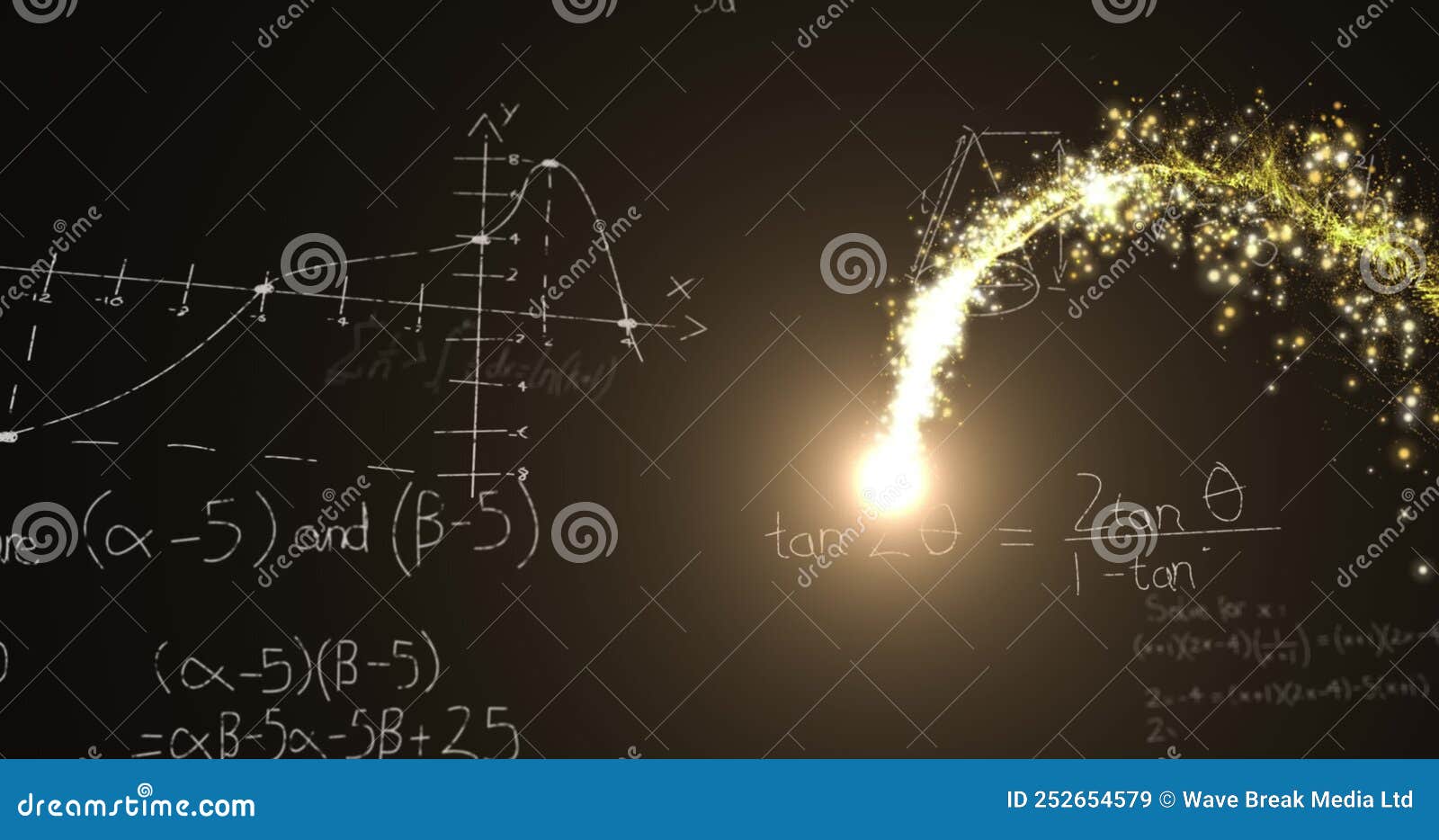 Animation of Math Formulas and Star on Black Background Stock Video ...