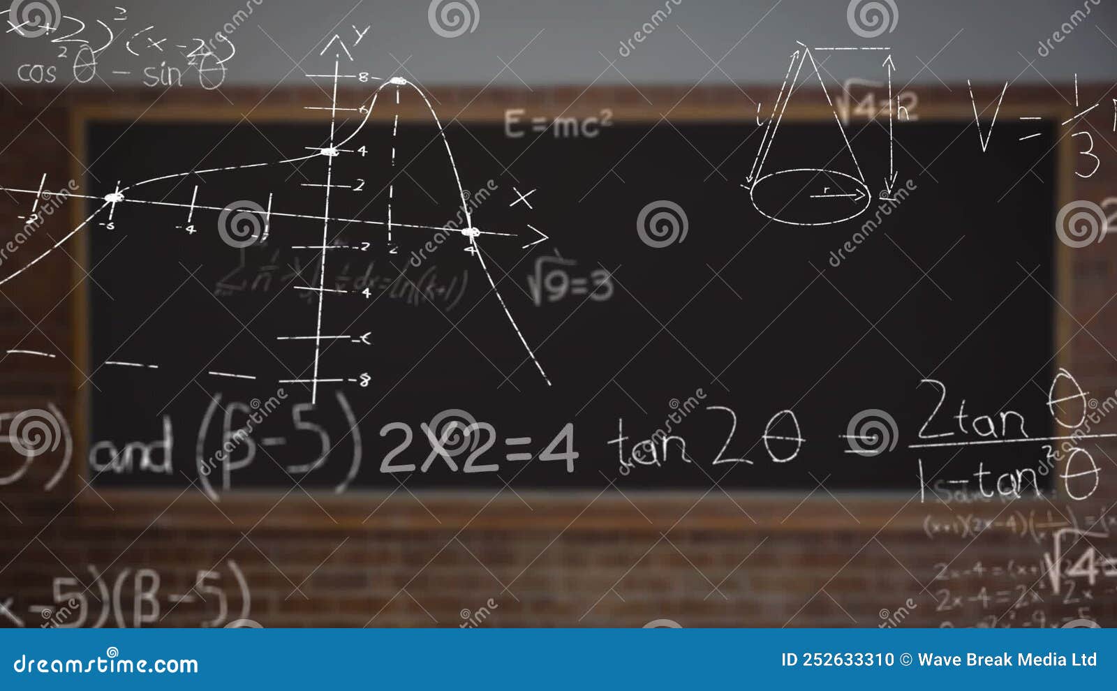 Animation of Math Formulas and Symbols Over Blackboard Stock Footage ...