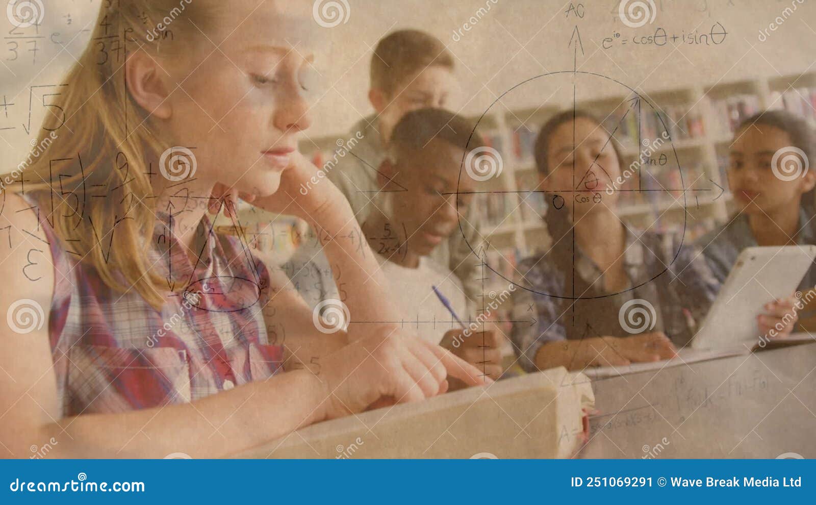 Animation of Math Graphs Over Class of Diverse Students at School Stock ...