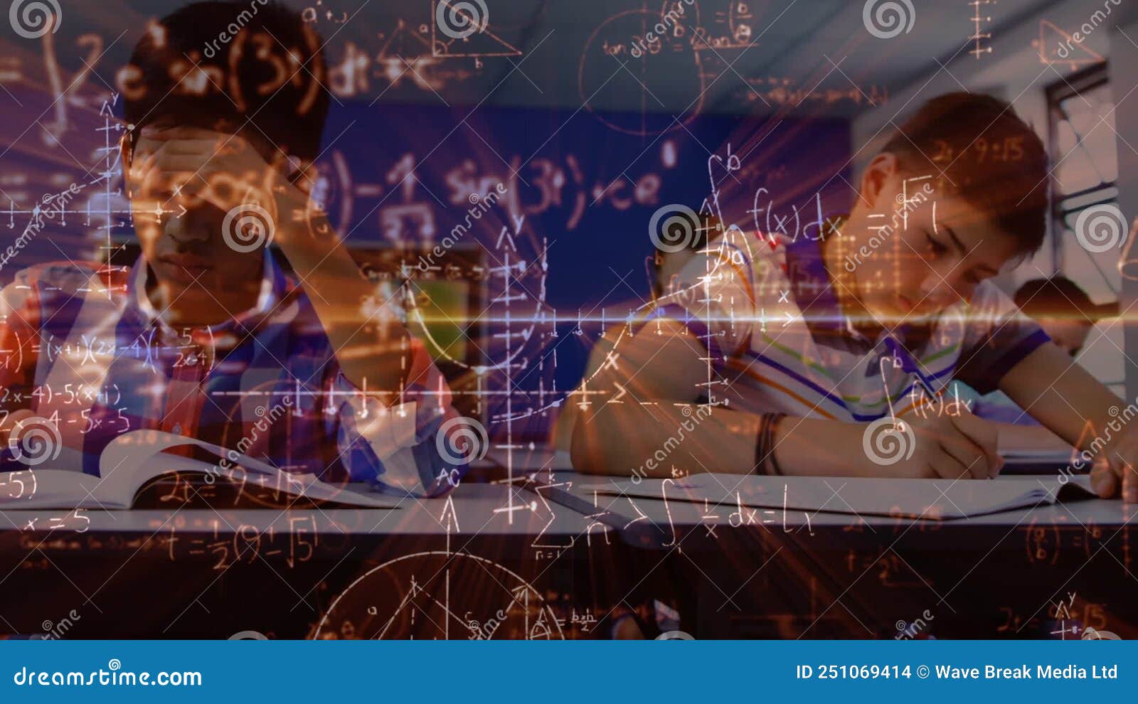 Animation of Math Graphs Over Class of Diverse Students at School Stock ...