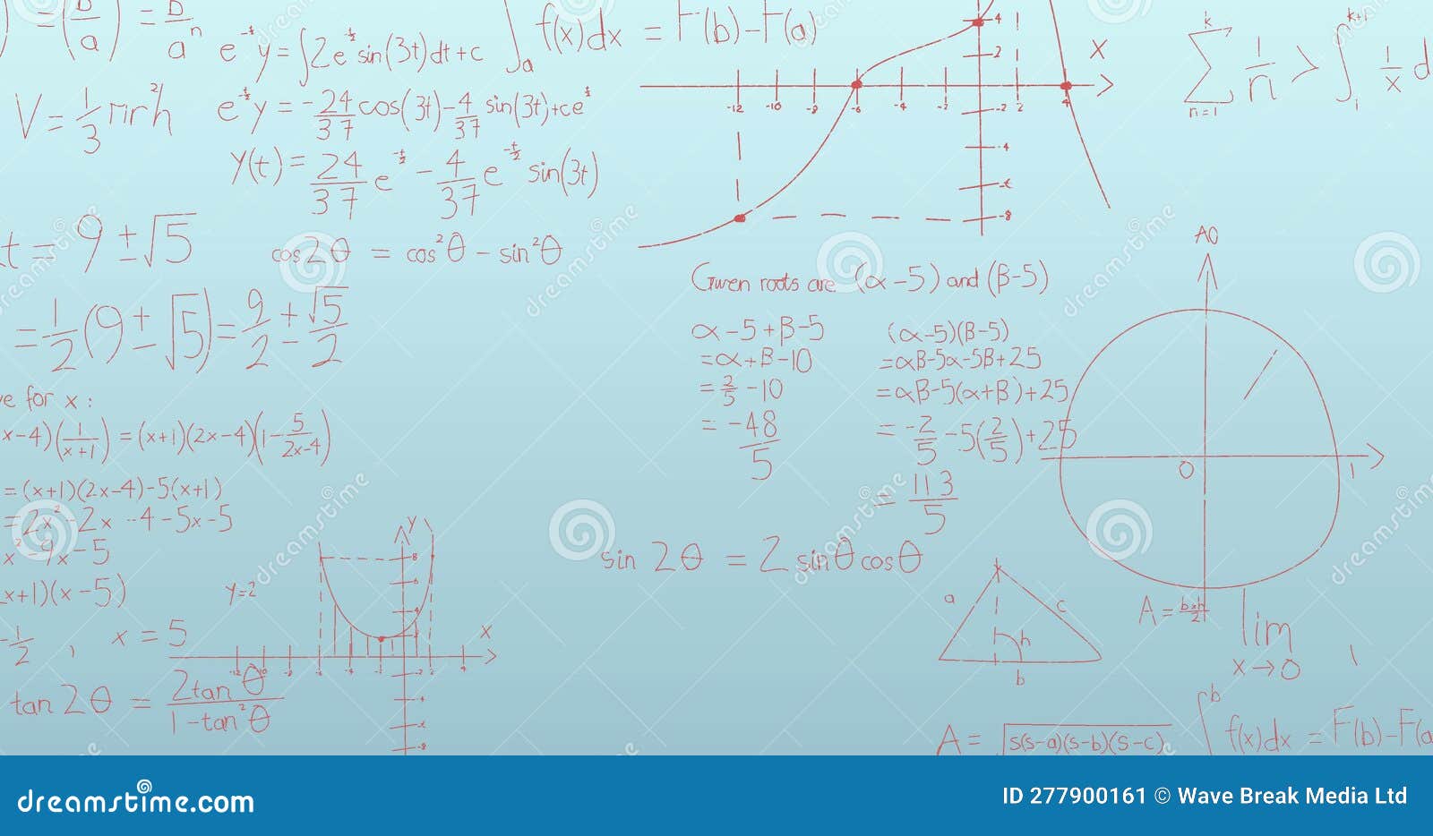 Animation of Mathematical Equations and Formulas Floating Against Blue ...