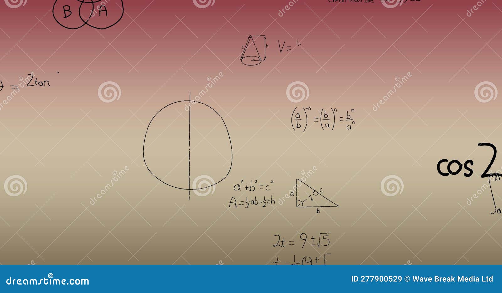 Animation of Mathematical Equations and Formulas Floating Against Pink ...