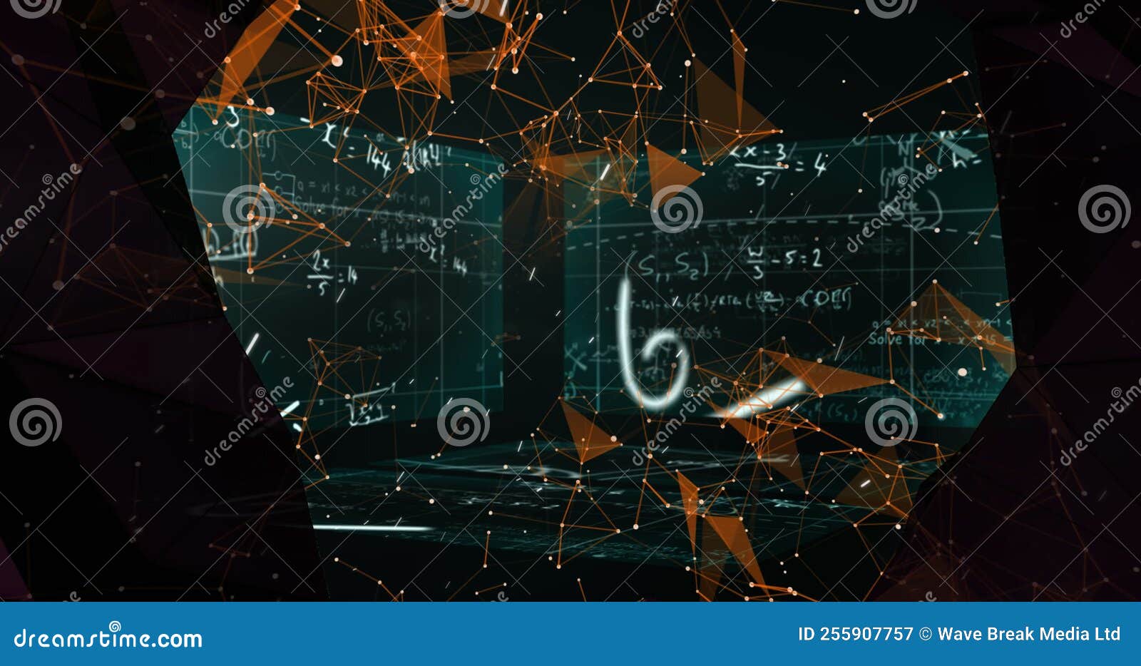 Animation of Mathematical Equations Over Network of Connections Stock ...