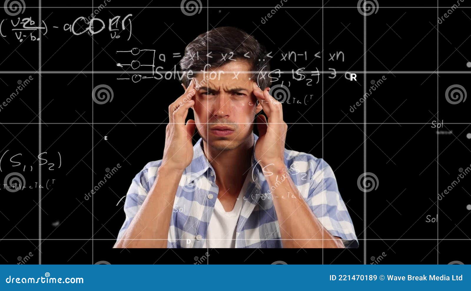 Animation of Mathematical Equations Over Stressed Man Thinking Stock ...